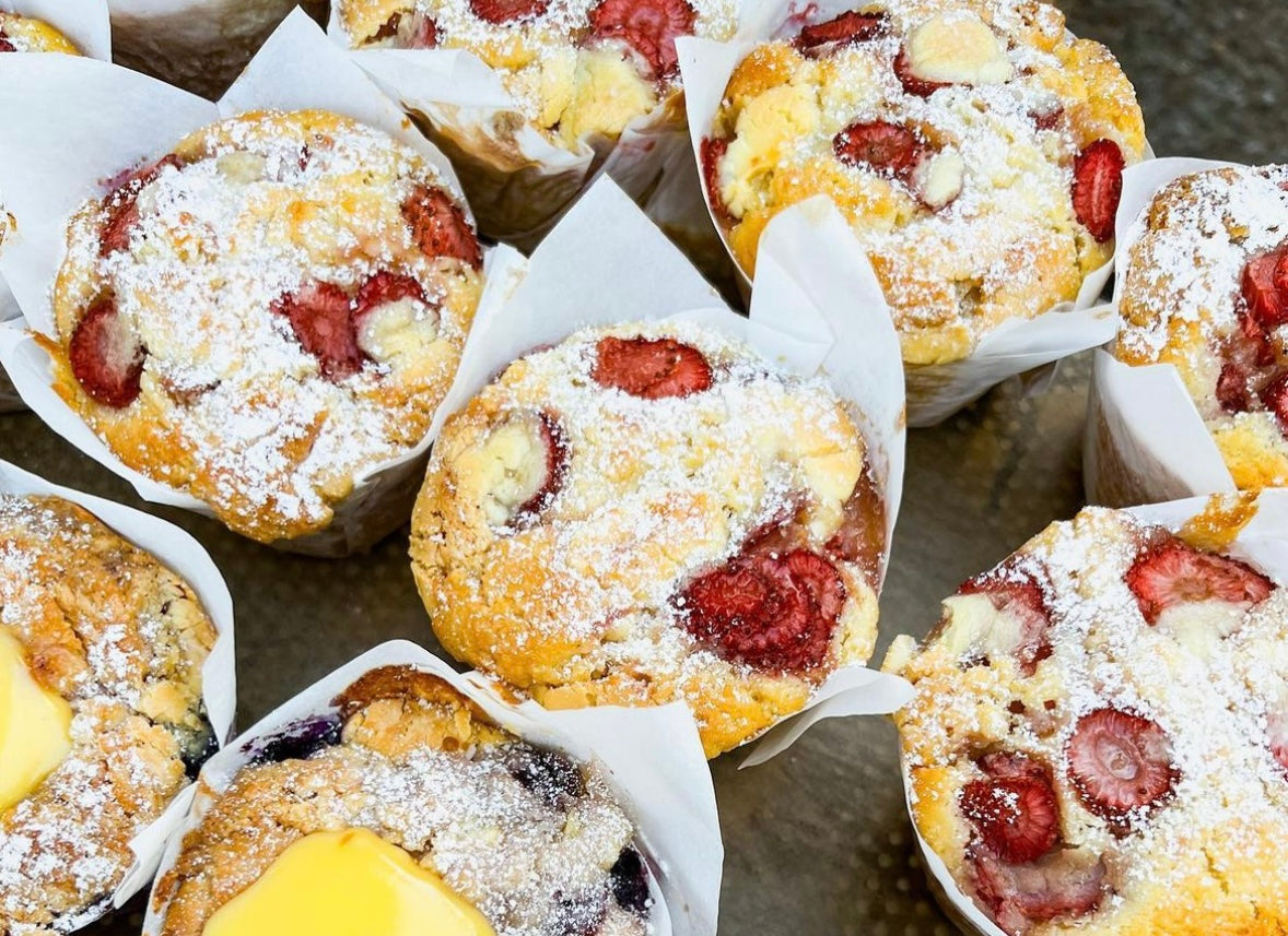 Strawberry Lindt White chocolate Muffins – Cubby Bakehouse